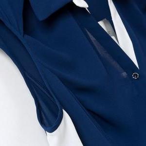 Women Deep Blue Chiffon Blouse, 2014 Summer Top For Women on Luulla