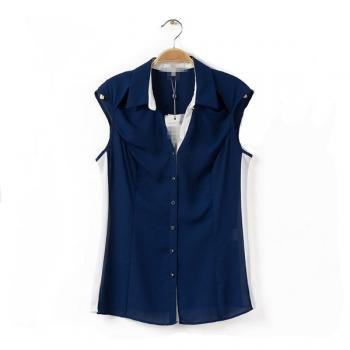 Women Deep Blue Chiffon Blouse, 2014 Summer Top For Women on Luulla
