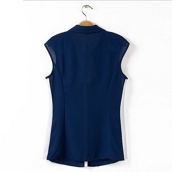 Women Deep Blue Chiffon Blouse, 2014 Summer Top For Women on Luulla